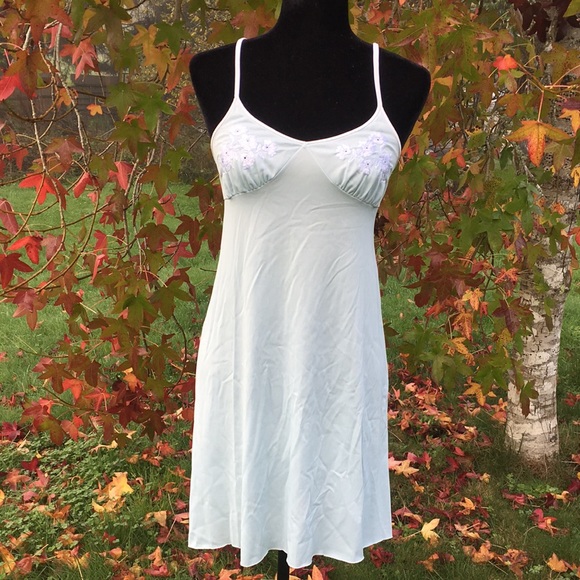 Intimates & Sleepwear | 32 Pale Blue Slip With Flower Embroidery | Poshmark
